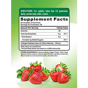 Nature's Truth Collagen Gummies for Women | 60 Count Type 1 and 3 | Strawberry Flavor | Non-GMO, Gluten Free Collagen Peptide Supplement