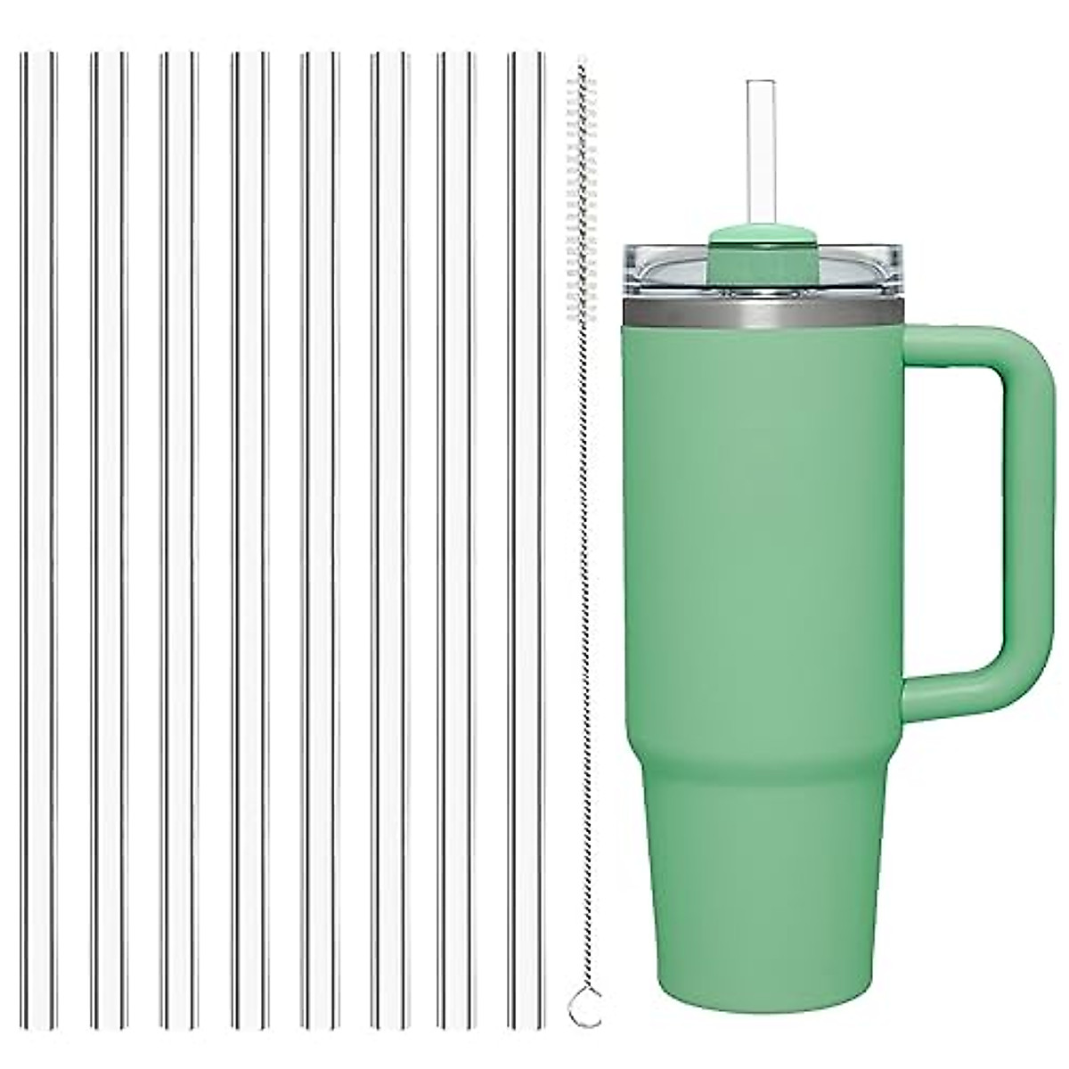 8 Pack Replacement Straw for Stanley Adventure Quencher 40 oz 30 oz Cup Tumbler, Reusable Straws for Stanley 40 oz & Simple Modern Tumbler with Handle, with Cleaning Brush for Stanley Cup Accessories