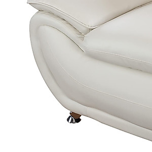 Plithzy 3 Piece Living Room Furniture Set, Leather Sofa Set for Living Room, Modern Couch Set with 3-Seater Sofa, Loveseat and Armchair (Cream White)