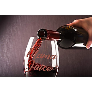 Mama Juice Funny 15oz Stemless Crystal Wine Glass - Fun Wine Glasses with Sayings Gifts for Women