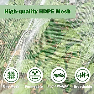 Garden Mesh Netting Kit,8x12 Ft Plant Protection Mesh Netting with 15pcs Greenhouse Garden Hoops,Ultra Fine Mesh Netting Cover for Vegetable Plants,Pest Animals Birds Barrier Garden Netting Kit