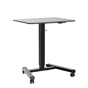 BONTEC 25.6 x 17.7 Inch Mobile Stand Up Desk, Podium, Rolling Standing Desk Up to 33LBS with Wheels and Stoppers, Laptop Standing Desk Height Adjustable, Black