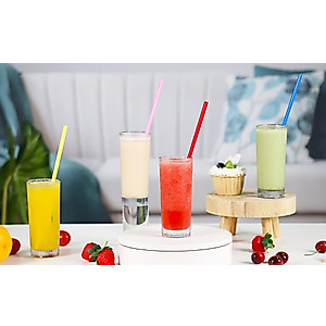 Kitchnacc 100 Pack Heart Shaped Hard Plastic Reusable Cute Straws Individually Wrapped for Cocktail Birthday Party Bridal Shower Wedding Supplies – (Yellow, Blue, Red, Pink)