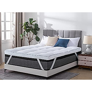 QUEEN ROSE Queen Mattress Topper, Cooling Extra Thick 3D Snow Soft Pillow Topper Mattress Pad Cover Bed Mattress Topper, Hotel Quality, Down Alternative, Plush and Support