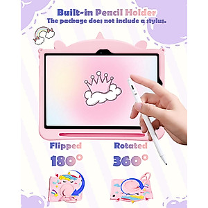 Gurgitat for Galaxy Tab A8 Cases - with Pen Holder Cute Cartoon Unicorn Silicone Cover with Rotating Stand & Strap Girly Teens Girls for Samsung Galaxy Tablet A8 10.5" Cases