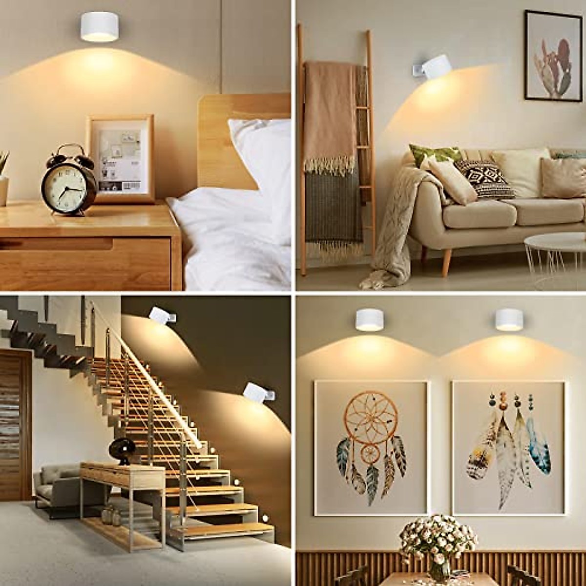Lightess LED Wall Sconce, Wall Mounted Lamp with Rechargeable Battery Operated, 3 Brightness Level & 3 Color Temp 360°Rotate Magnetic Ball,Touch & Remote Control Wall Light for Reading Bedside
