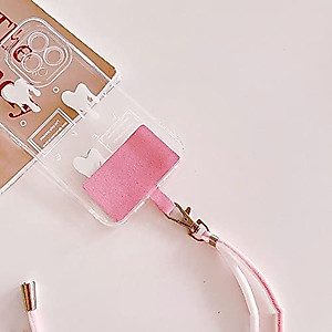 Phone Tether Tab, Universal Phone Lanyard Card Gasket Replacement Detachable Phone Strap for Lanyard Connector Cell Phone Lasso Patch(Black)