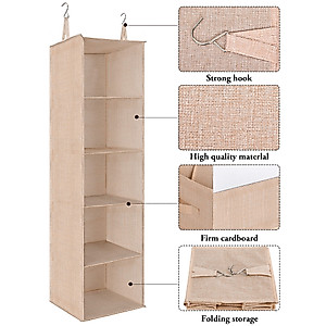 COSIFO 8-Shelf Hanging and Storage with 2 Drawers, 3-Shelf and 5-Shelf Separable Closet Organizers and Storage, Pink Collapsible Hanging Closet Shelves, Baby Nursery Storage Closet Organizer