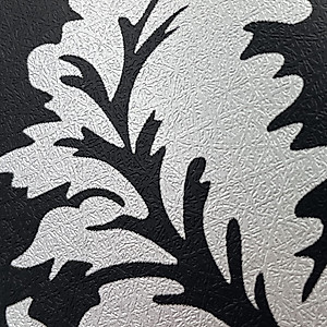 Yifely SimpleLife4U Silver Damask Furniture Paper Decorative Black Shelf Drawer Liner Peel & Stick 17x118 Inches by SimpleLife4U