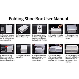 WDZCZDoo 24 PCS Shoe Storage Boxes,Clear Plastic Clamshell Shoebox Stackable Shoe Organizer Foldable Display Box Container Closet Shelf Shoe Organizer (24PCS)