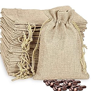Gudecor 50PCS Heavier Burlap Gift Bag with Drawstring, 5x7 inch Burlap Bags, Reusable Small Gift Drawstring Bags,Natural Linen Sacks Jute Bag for Wedding Favors Party DIY Craft Jewelry Pouch