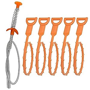 Amazon Basics Drain Clog Remover Tool, 6 Pack