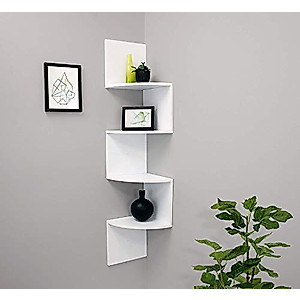 Kiera Grace Classic Provo Corner Ladder Bookshelf Home Décor Furniture, 12 x 57 inches, White
