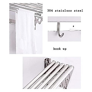 XMCX Accordion Wall Mounted Laundry Drying Rack Expandable Foldable Clothes Drying Rack Airer 304 Stainless Steel Dryer Collapsible Space Saver Easy Storage (Size : 50cm/19.7inch)