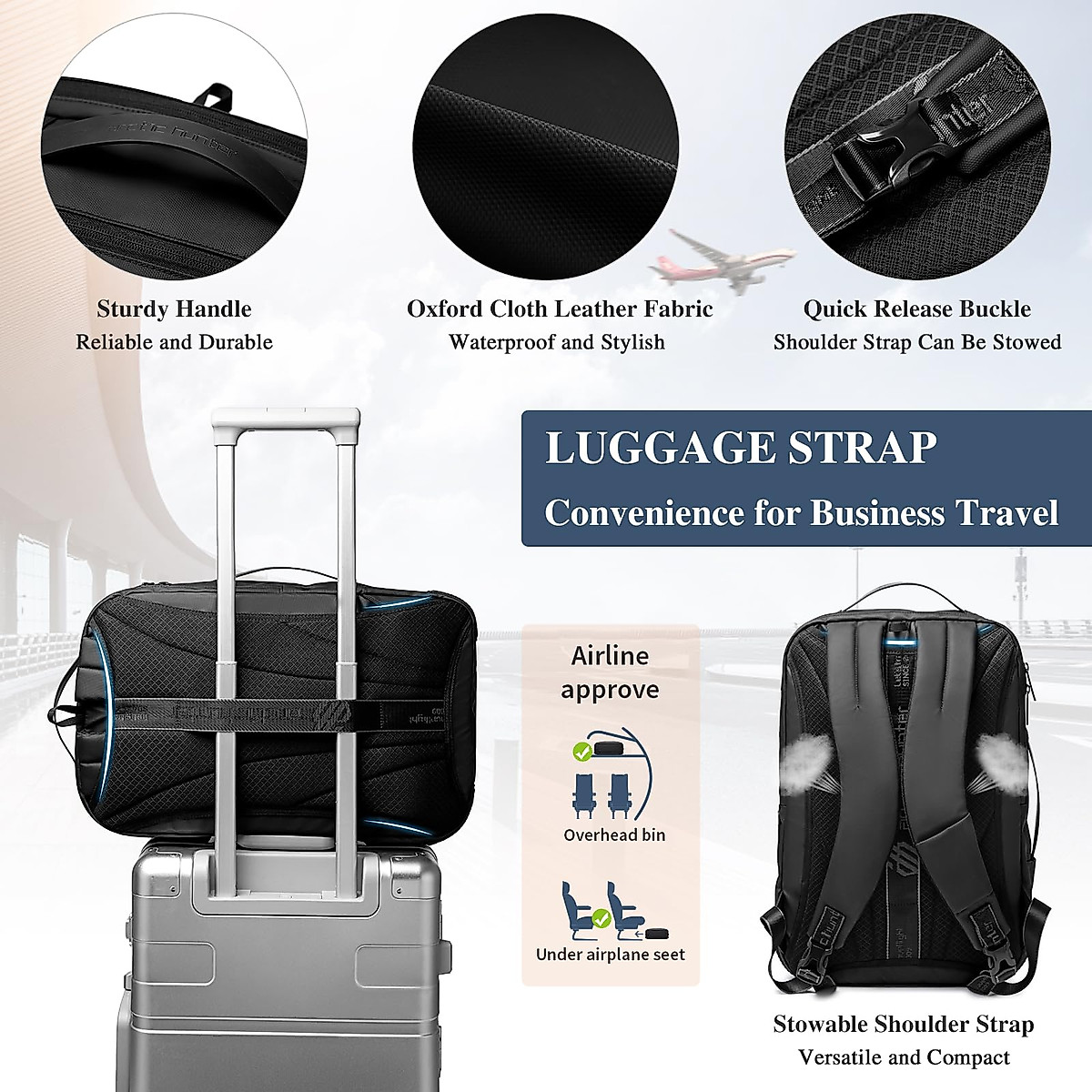 UBORSE Laptop Backpack,35L Detachable Travel Slim Durable Laptops Backpack Fits 17-Inch Laptop,Waterproof 3 in 1 College Carry On Backpack for Airplanes with Detachable Crossbody Bag & CellPhone Bag