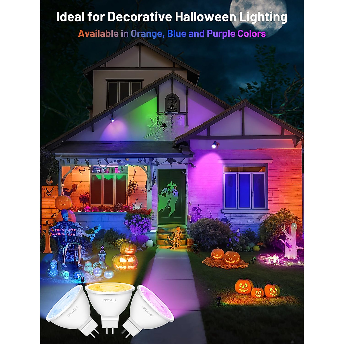 MCDYLUK LED MR16 Blue Light Bulb 4W, 20W 35W 50W Halogen Equivalent, 12V Low Voltage GU5.3 Bi-Pin Led Blue Bulbs for Halloween Outdoor Landscape Yard Garden Tree Pool Holiday Lighting, 38 Deg, 6 Pack