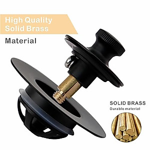 Black Universal Bathtub Drain Stopper Lift and Turn Conversion Kit, Wellup Bath Tub Drain Stopper with Easy to Install, Replaces Tip-Toe and Lift and Turn, Trip Lever drains for Tub (Matte Black)