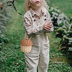 Garneck Womens Wallet Women's Tote Handbags Mini Crossbody Purse Kids Bag Rattan Woven Shoulder Bag Cute Pine Cone Basket Basket for Little Girls Boys, 5.5x3.5 Inch Teen Girl Purse Womens Wallets