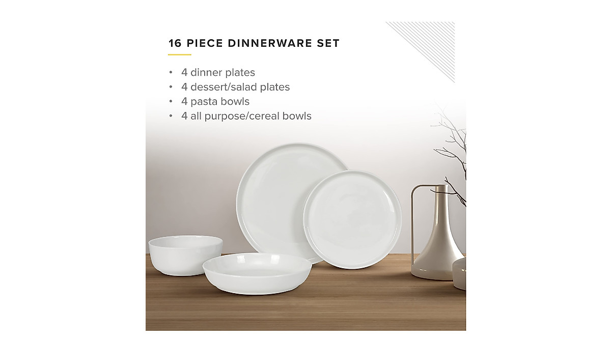 Stylish 16-Piece Coupe Dinnerware Set by Table 12
