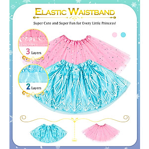 BIBUTY Kids Princess Dress Up Clothes for Little Girls, Pretend Play & Dress Up Costume Set for 3-6 Toddler Little Girls (Pink/Blue)