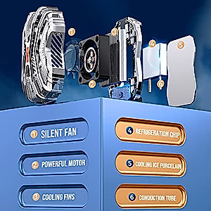 OCUhome Phone Cooler, P40 Universal Semi-Conductor Phone Radiator Portable Quick Cooling Stable Cooling Fan for Gaming Phone White