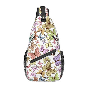 Ohiokwei Butterfly Sling Bag Crossbody Travel Hiking Chest Backpack Shoulder Daypack For Women Men