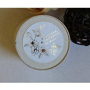 XOXOKristen Custom Wedding Stickers for Favors, Clear Wedding Envelope Seals, Gold Wedding Stickers for Favors, Personalized Floral Rose Gold Wedding Favors Stickers Labels, Custom Name Stickers