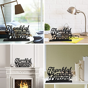 Geetery Inspirational Table Art Thankful Grateful and Truly Blessed Wooden Sign Inspirational Home Table Decoration Motivational Table Centerpieces for Home Kitchen Office Faith Gifts