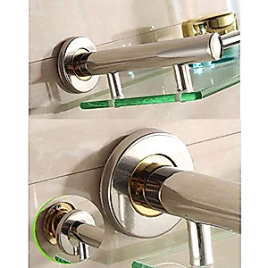 Bathroomsjoy Bathroom Glass Shelf Tempered Glass Shelf with Rail Wall Mounted, Stainless Steel Chrome Finished