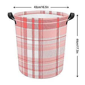 Tartan Plaid Backdrop Large Laundry Basket Hamper Bag Washing with Handles for College Dorm Portable