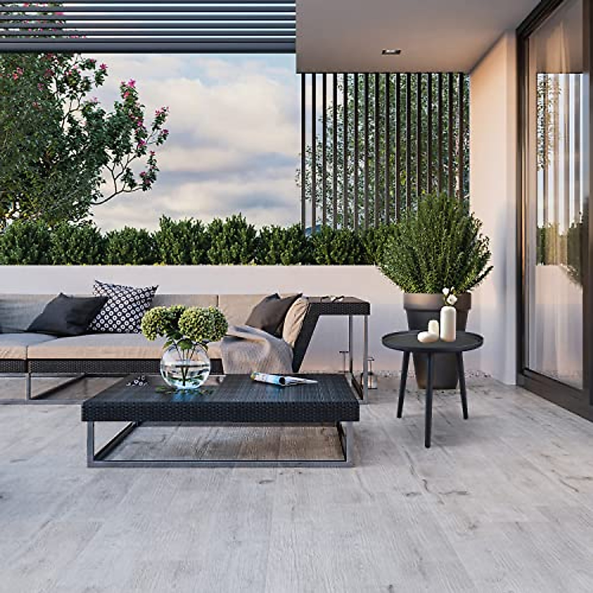 PRIVATE GARDEN Outdoor Coffee Side Table Aluminum End Table Rust-Resistant 3 Legged Modern Small Table for Living Room Bedroom Patio Garden (Black,S)