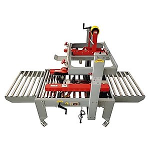 Banfluxion 110V 180W Left-and-Right Drive Double-Flap Tape Sealing Machine for Small Box Automatic Box Carton Packing Sealer 35-50mm Tape Width 0-18m/min