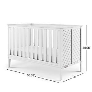 Child Craft Atwood 3-in-1 Convertible Crib, Baby Crib Converts to Day Bed, Toddler Bed, 3 Adjustable Mattress Positions, Non-Toxic, Baby Safe Finish (Matte White)
