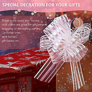24 Pieces Pull Bow Mixed Color Large Organza Pull Bow Present Wrapping Pull Bow with Ribbon for Wedding Present Baskets (Multicolored)
