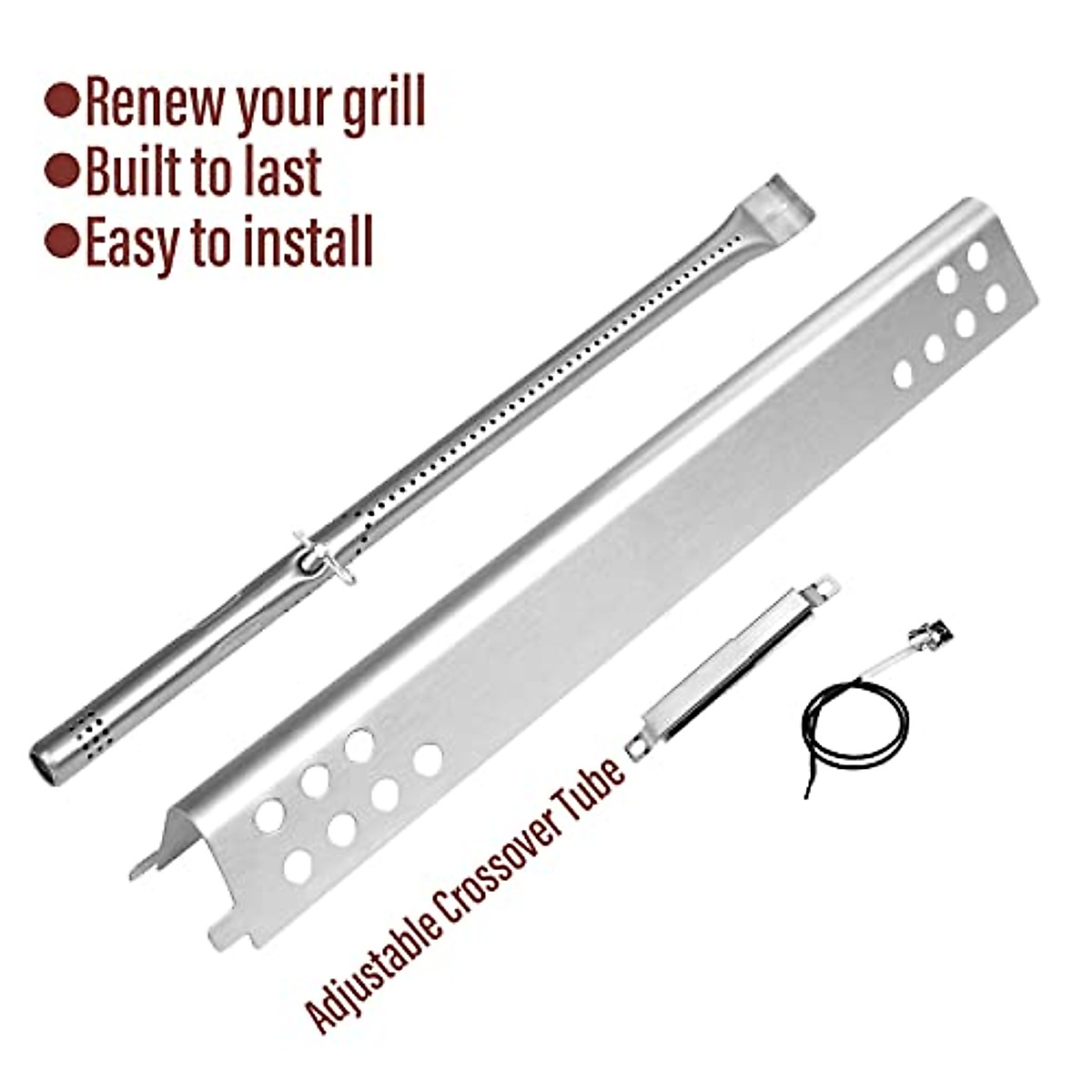 Uniflasy Replacement Parts for Charbroil Performance Tru Infrared 3 Burner 463370719 463371116 463280019 463336016 463633316 463672416 463344116 Igniter Grill Burner Heat Plate Shield Crossover Tube