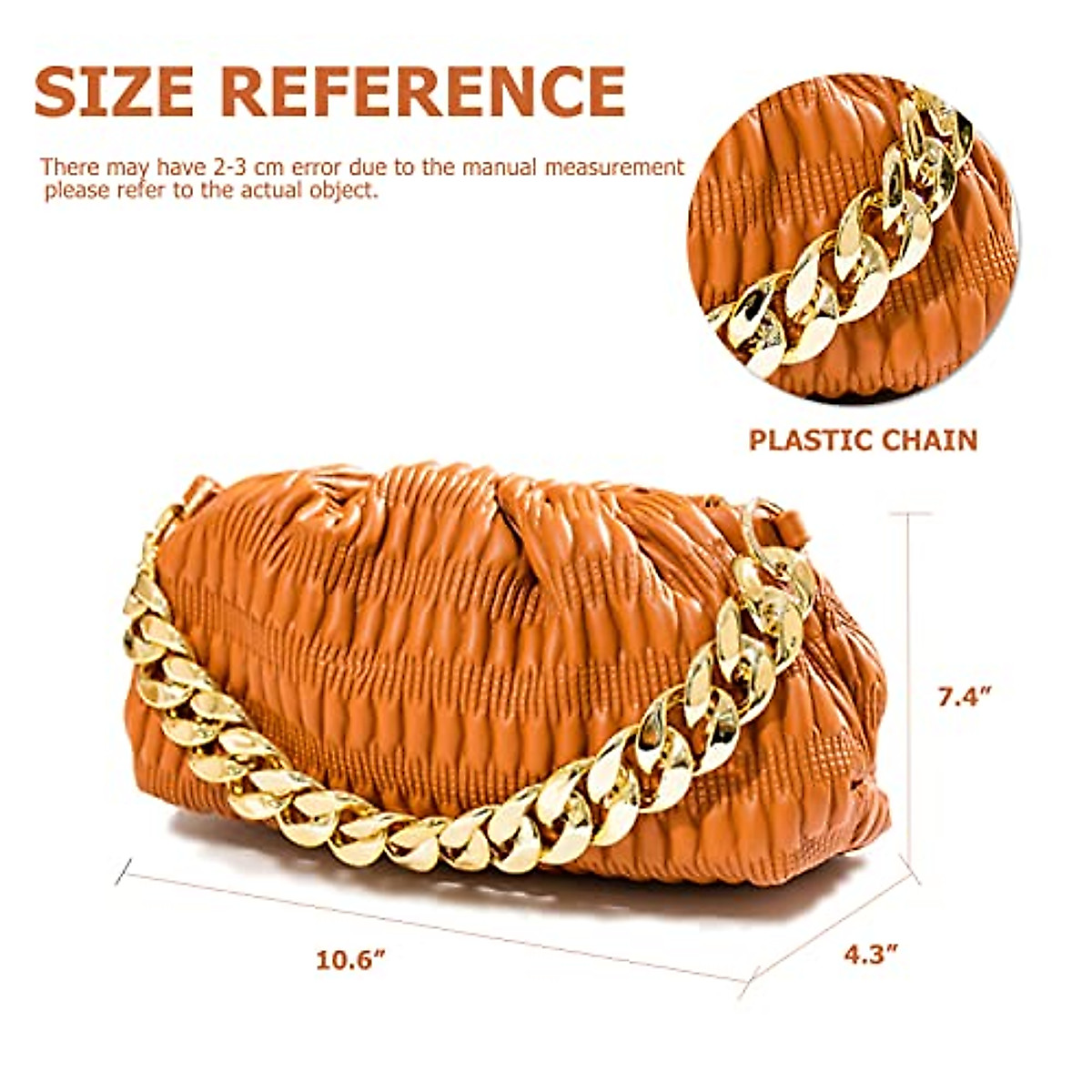 TUGONK Women's Designer Shoulder Bag Ruched Cluch Purse Dumpling Shoulder Bag Chain Pouch Bag for Women