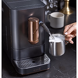 Café Affetto Automatic Espresso Machine + Milk Frother | Built-In & Adjustable Espresso Bean Grinder | One-Touch Brew in 90 Seconds | Matte Black, 1.2 Liter, (C7CEBBS3RD3)