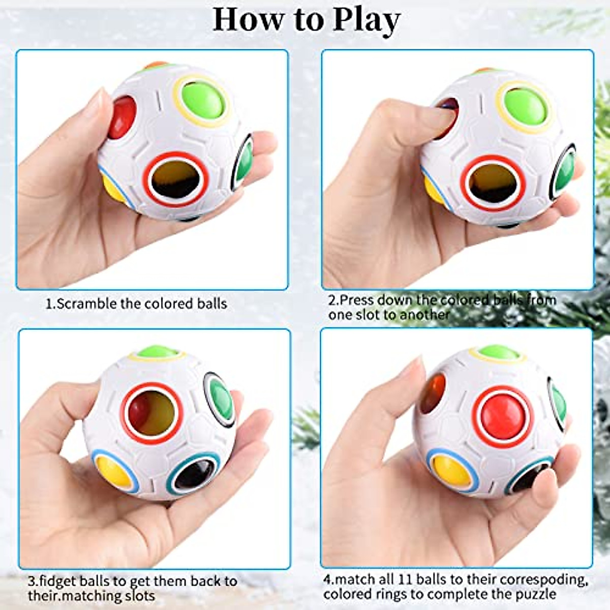 DPTOYZ Magic Rainbow Puzzle Ball Fidget Ball, Speed Cube Ball Fun Stress Reliever Magic Ball Brain Teaser Fidget Toys for Boys and Girls - Christmas Stocking Stuffers for Kids Teen & Adults