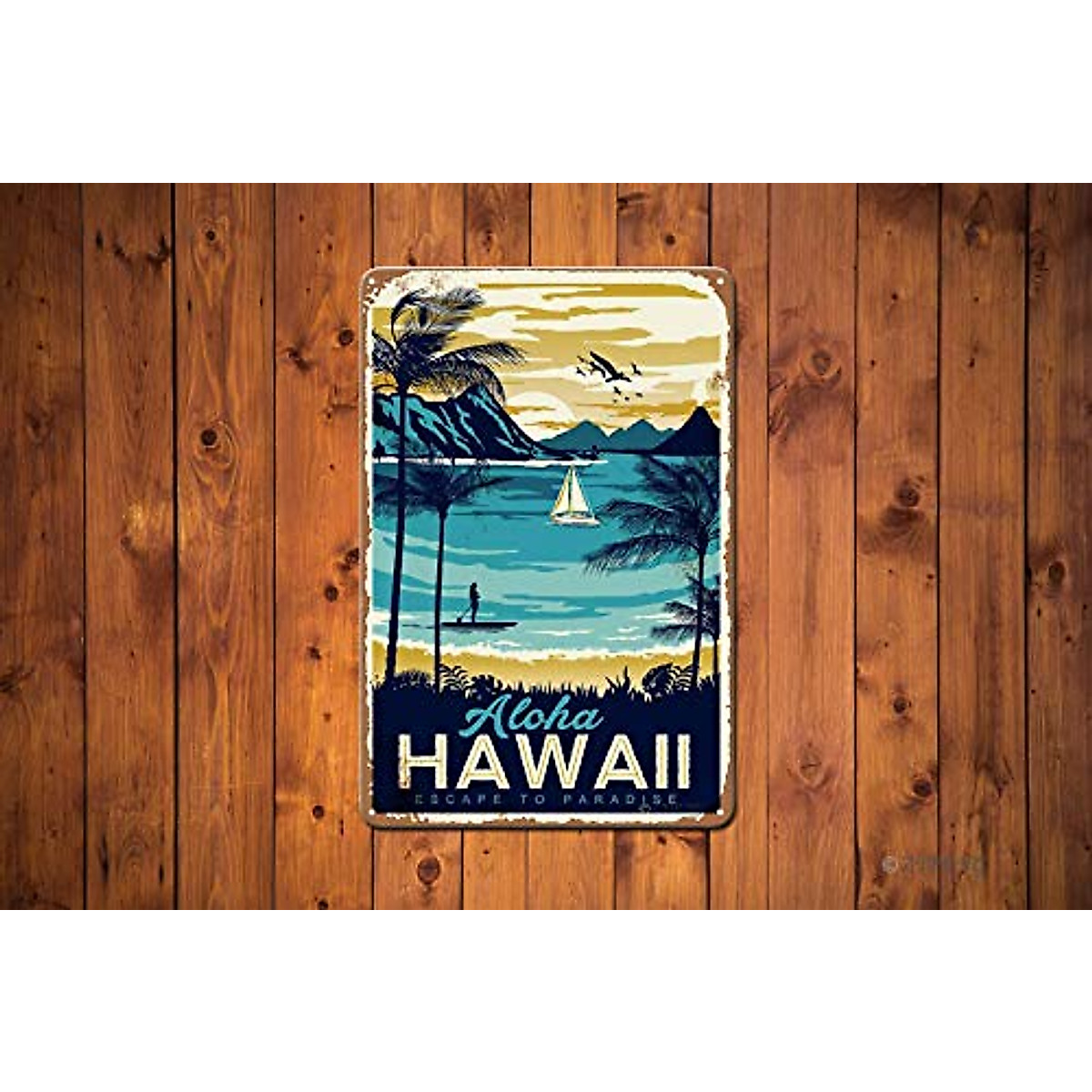 ZYPENG Tin Sign Retro Style Aloha Hawaii Bar Room Metal Sign Home Wall Decor 8 x 12 inches