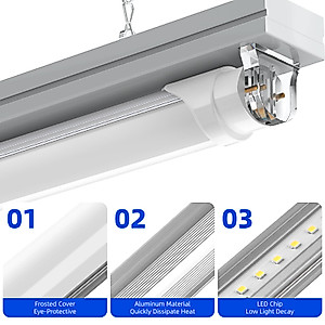 Barrina 4FT LED T8 Type B Light Tube, 24W, 3100LM, 6000K Bright Light, Ballast Bypass, 4 Foot T8 Fluorescent Replacement Tube, Dual-End Powered, T8 T10 T12 LED Replacement, Frosted Cover, 16 Packs