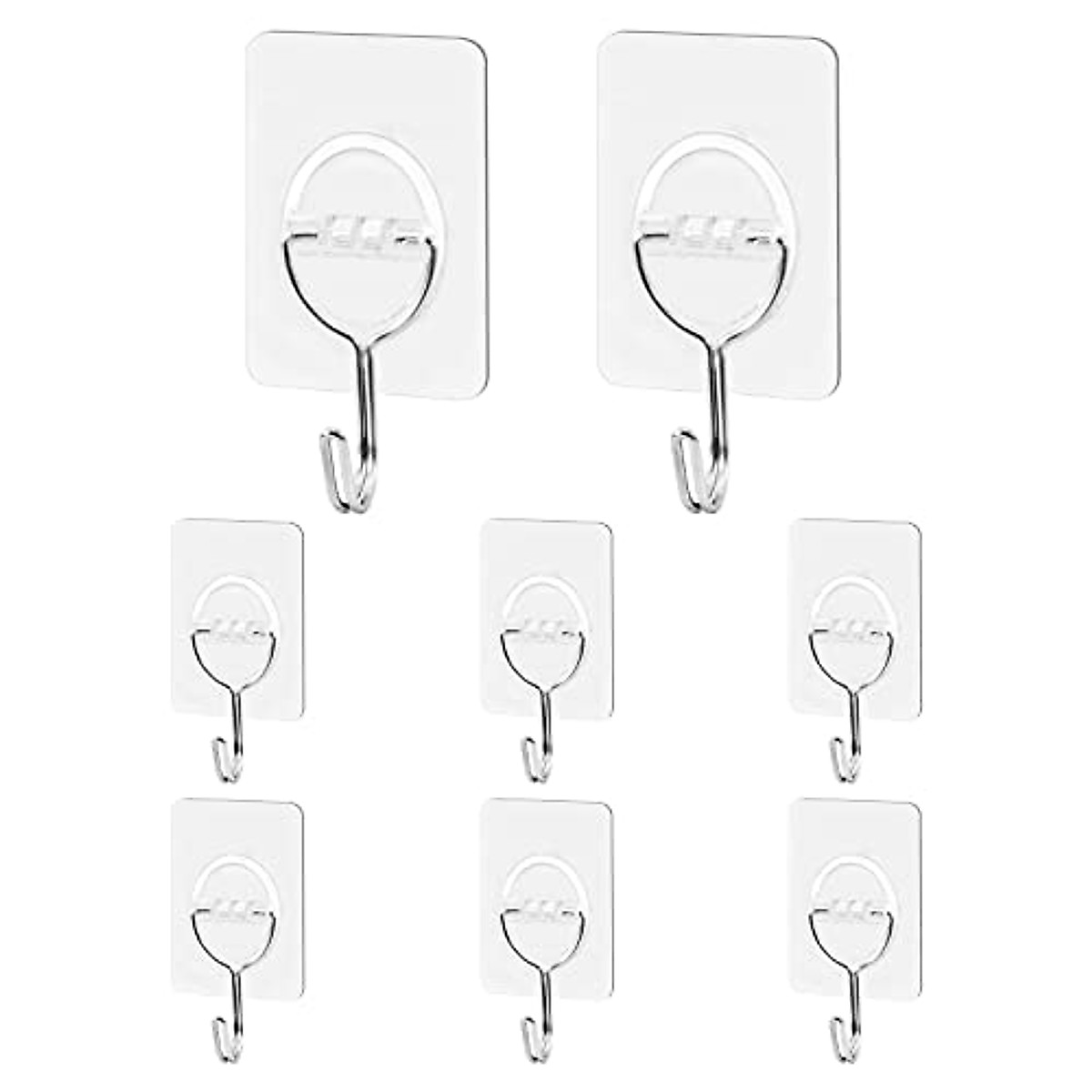 CGBE Adhesive Hooks Heavy Duty Sticky Hooks for Hanging 11 lbs (Max) Seamless Transparent Adhesive Hooks Wall Hangers Without Nails for Hanging Keys Coats Hats Bags Ceiling (Clear)