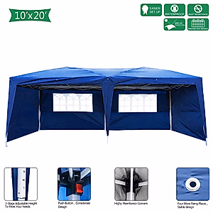 Henf Outdoor 10x20ft Pop Up Canopy Instant Tent Shelter with Removable Sidewalls for Outdoor Party Wedding Commercial Activity Pavilion BBQ Beach Car Shelter