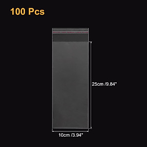 uxcell 100Pcs Clear Cello Bags, 4" x 10" Plastic Self Sealing OPP Cello Treat Bags Cello Poly Bags for Packing Cookies Candy Jewelry Gifts, Clear