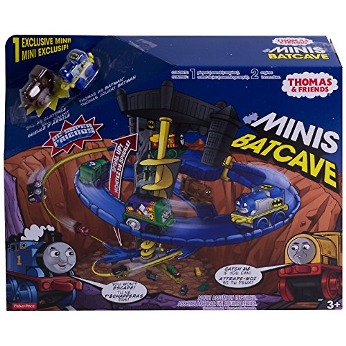 Thomas & Friends MINIS playset with Thomas as Batman and exclusive Bill as Clayface MINIS engines
