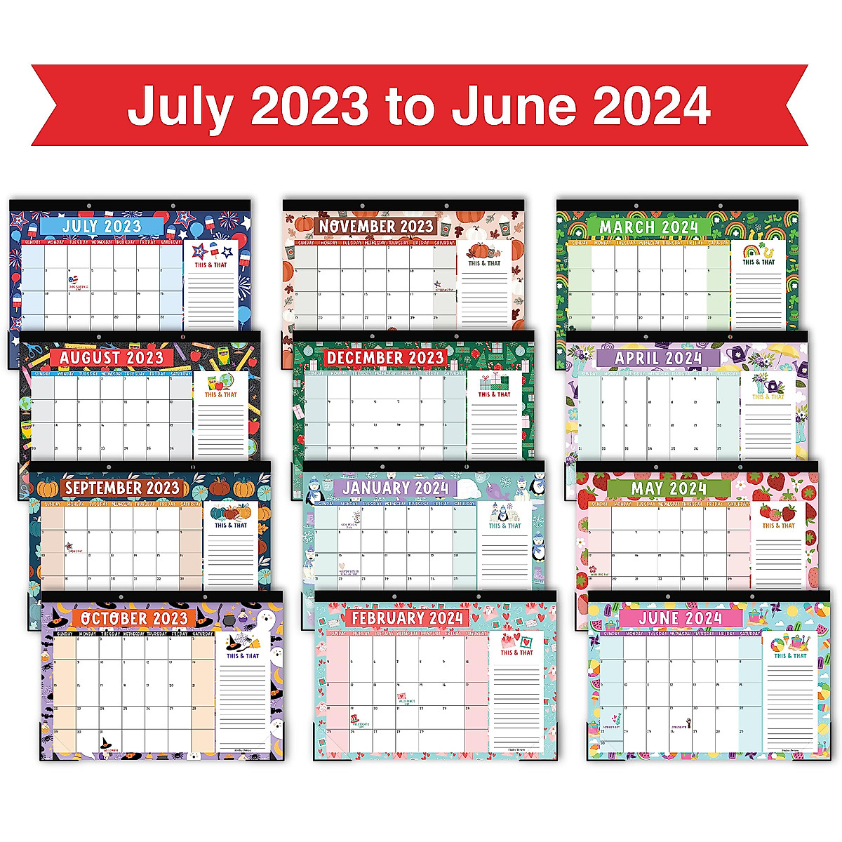 Doodle Teacher Desk Calendar 2023-2024 - Academic 2023-2024, 2023 Large School Year Calender July Desktop
