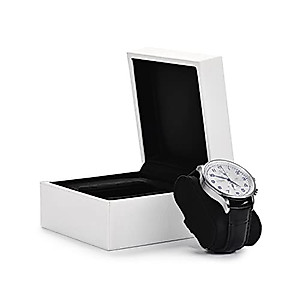 Woodten PU Leather Watch Gift Box Premium Single Wristwatch Storage Case with Removable Pillow(White)