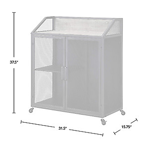 FirsTime & Co. Dark Silver and Gray Sylvia Bar Cart, Slim Kitchen Serving Cart and Coffee Cart with Storage for Liquor and Glasses, Wood and Metal, Farmhouse, 31.5 x 15.75 x 37.5 inches