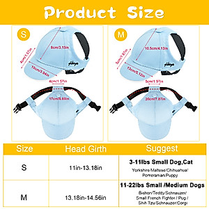 Yikeyo Dog Hat for Small Dogs Dog Sun Hats with Ear Holes, Pet Puppy Baseball Cap for Summer Dog Visor Caps (Small, Blue)