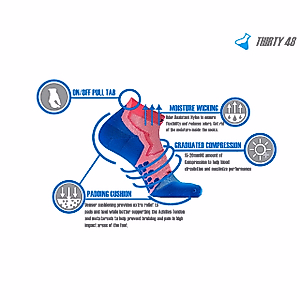 Thirty48 Performance Compression Low Cut Running Socks for Men and Women | More Compression Where Needed ([3 Pair] Pink/Blue, Small - Women 5-6.5 // Men 6-7.5)