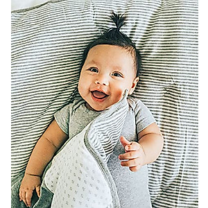 Burt's Bees Baby - Dottie Bee Reversible Quilt, 100% Organic and 100% Polyester Fill (Heather Grey)